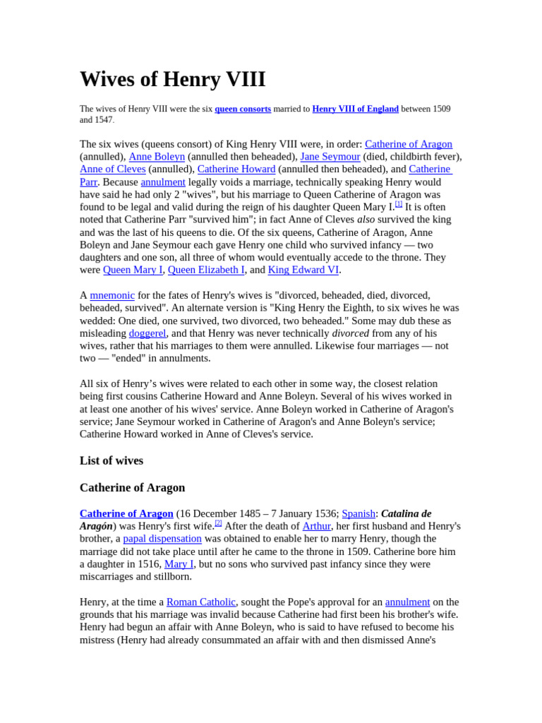 Wives of Henry VIII | PDF