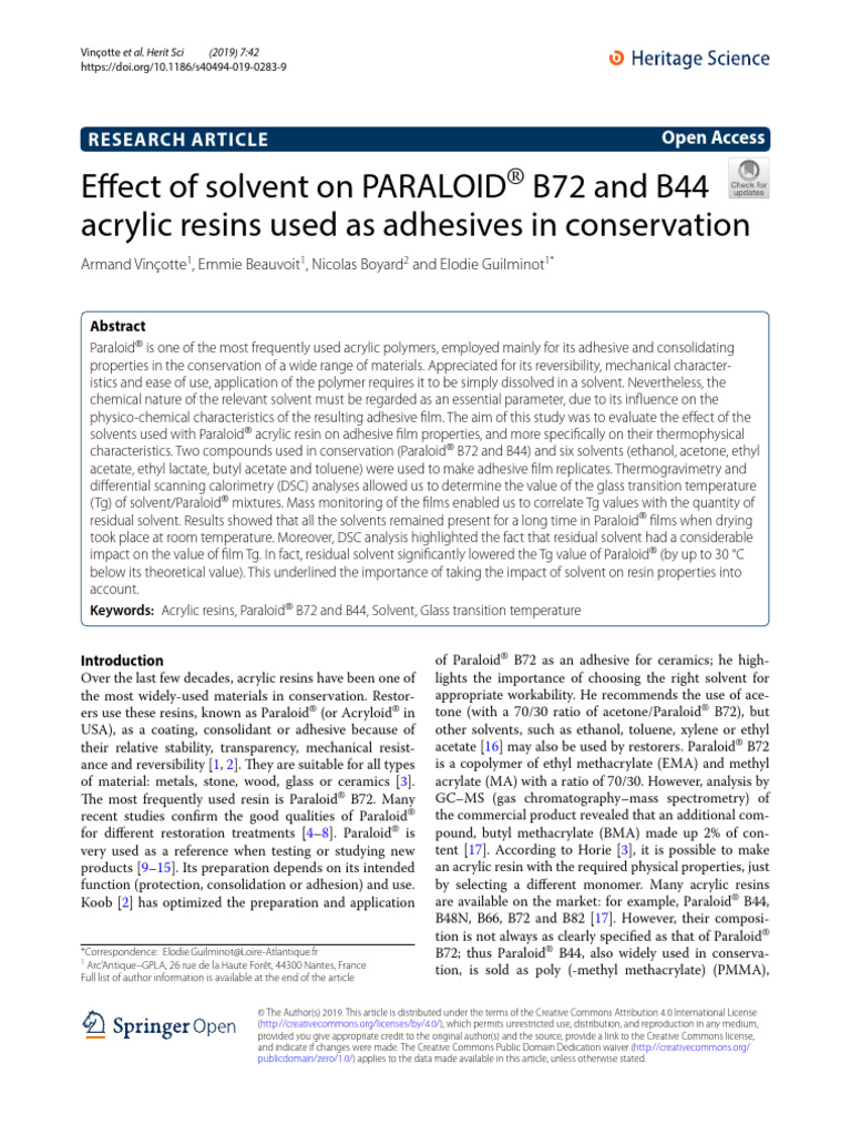 Efect of Solvent On PARALOID® B72 and B44 | PDF