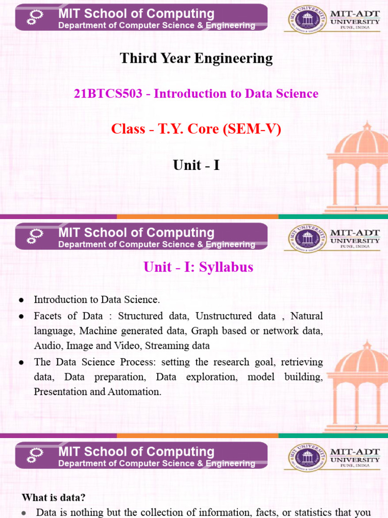 Unit - I IDS - Upload | PDF