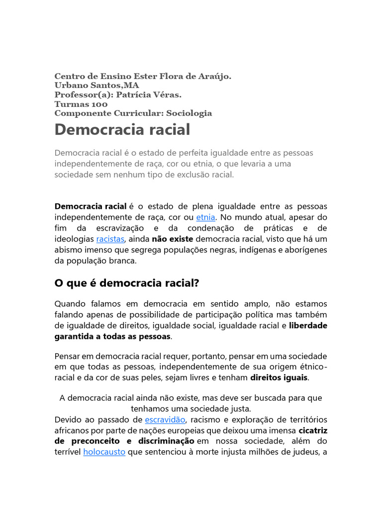 Democracia racial | PDF