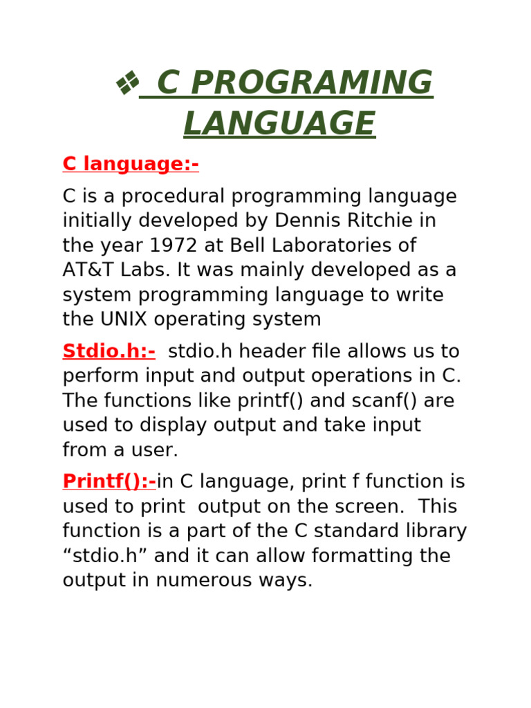 C language | PDF C language | PDF