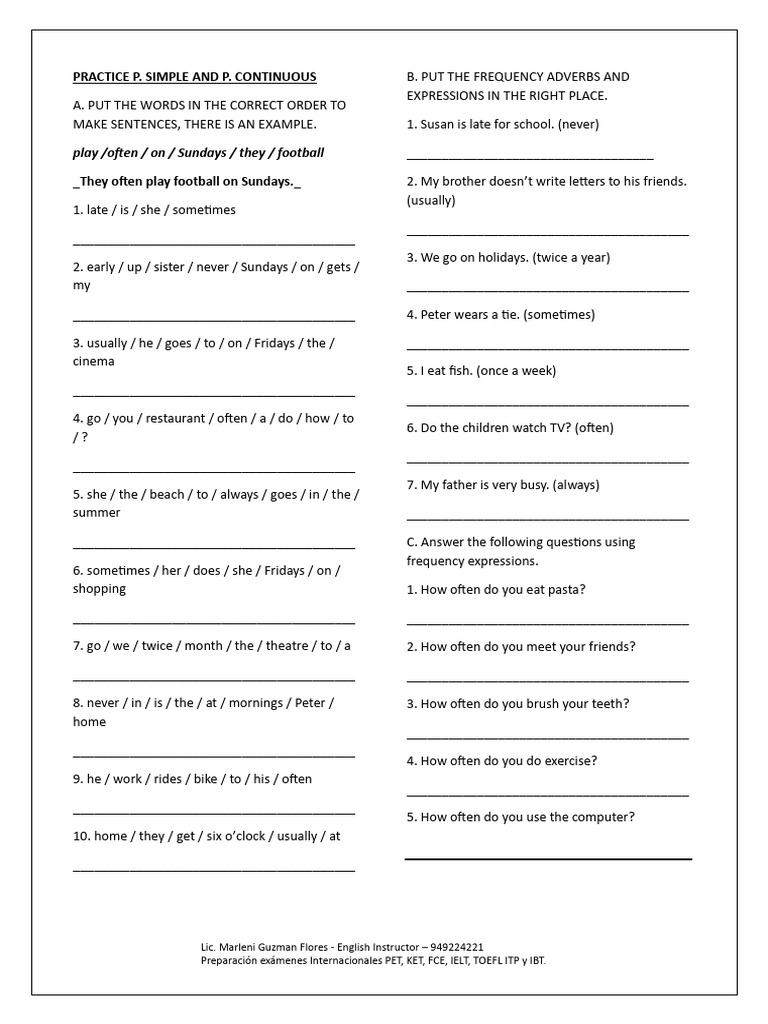 Present Simple VS P. Continuous + Frequency Adverbs | PDF