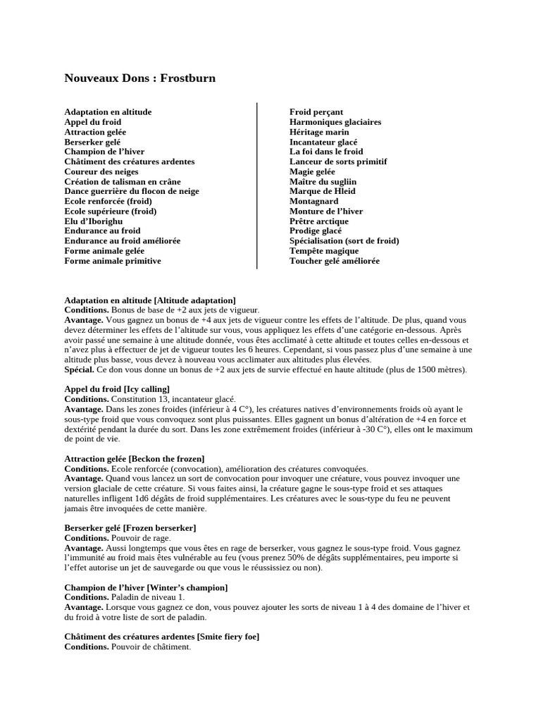 D&D 3.5 - Frostburn - Dons | PDF