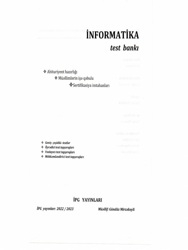 İPG İnformatika Test Bankı | PDF
