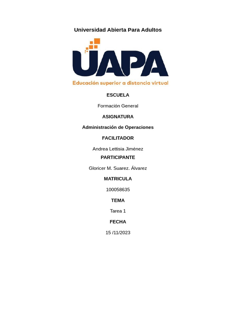 Tarea 1 Administracion de Operaciones | PDF