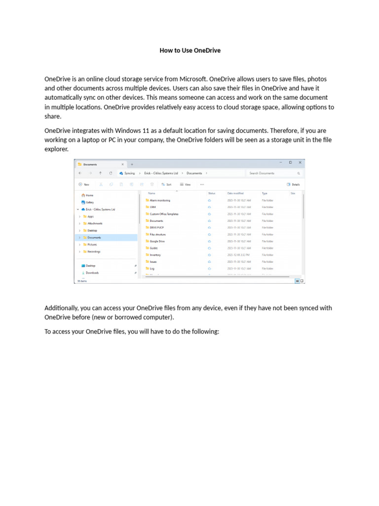 How To Use Onedrive in The Cloud | PDF