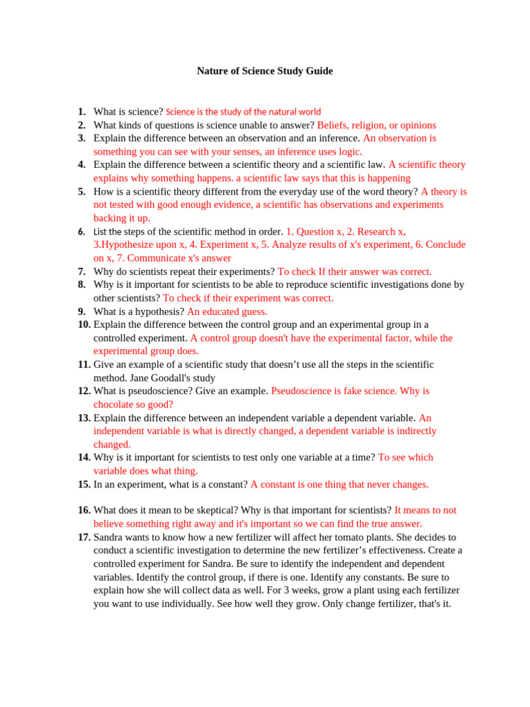 Nature of Science Study Guide IB - 1 | PDF