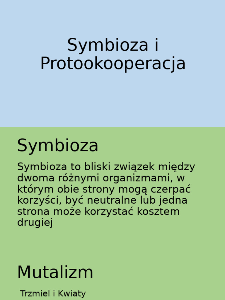 Symbioza I Protookooperacja | PDF