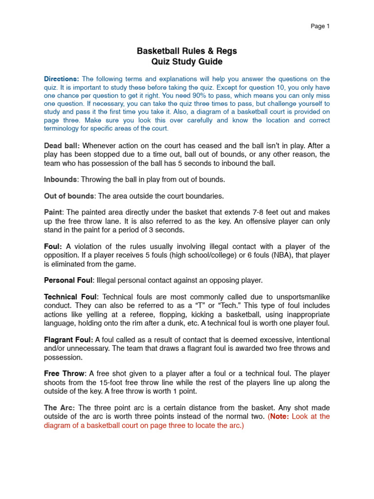 Basketballrulesstudyguide | PDF