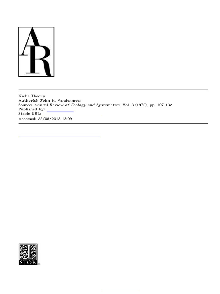 Artigo-02 - Vandermeer, 1972 - Niche Theory | PDF