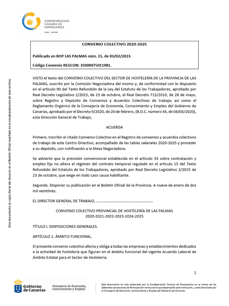 13.3 Convenio Colectivo 2020 2025 | PDF