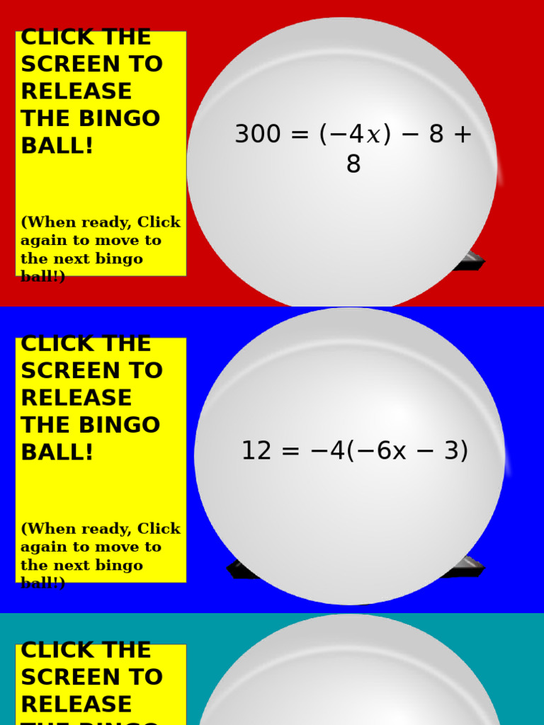 #6 - Multi-Step Equations - Algebra I MATH Interactive Bingo | PDF