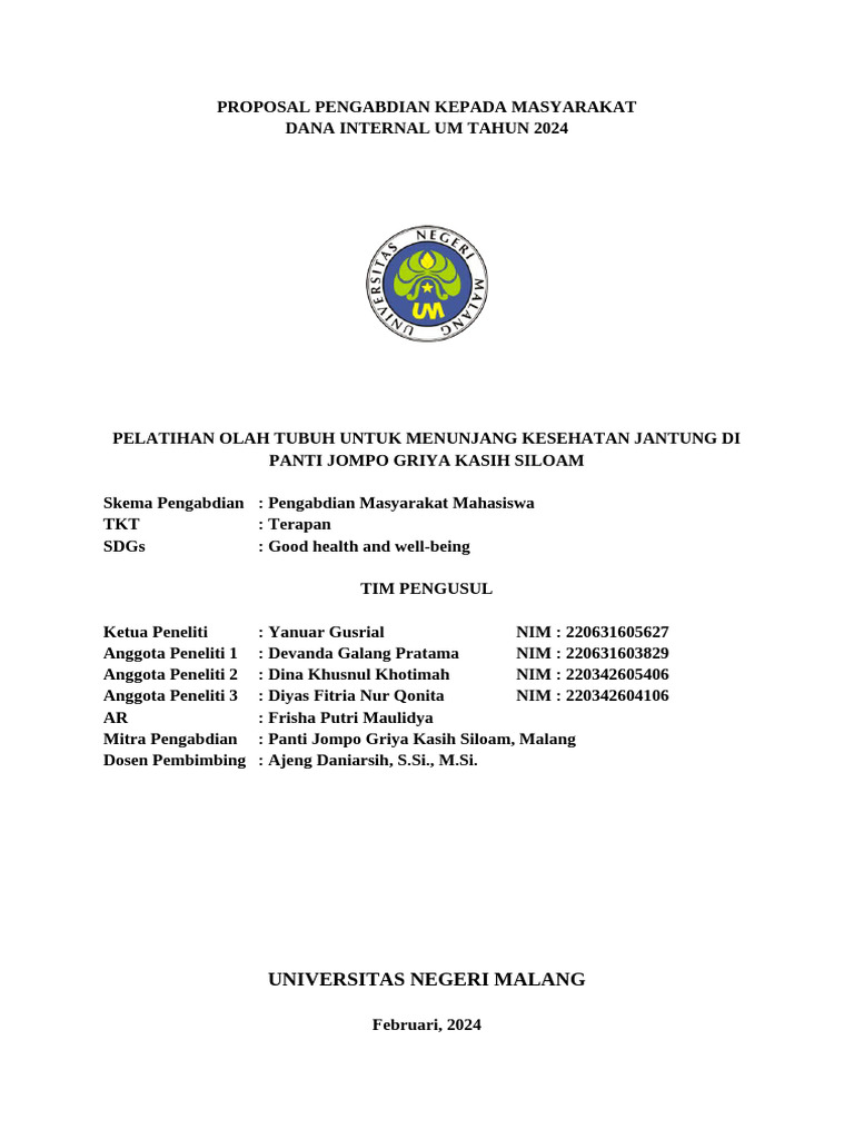 Proposal Pengabdian Masyarakat - Kelompok 1 Manov | PDF