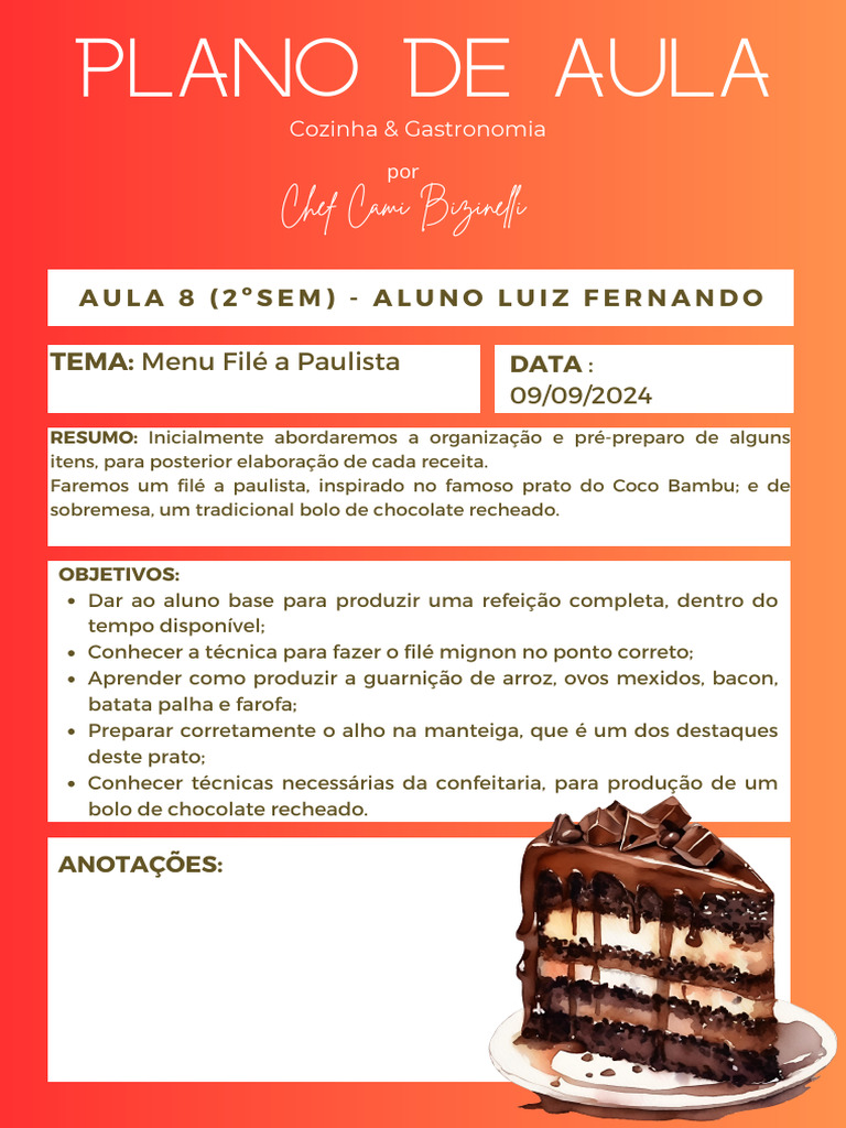 AULA 08 (2º SEM) - MENU FILÉ A PAULISTA | PDF