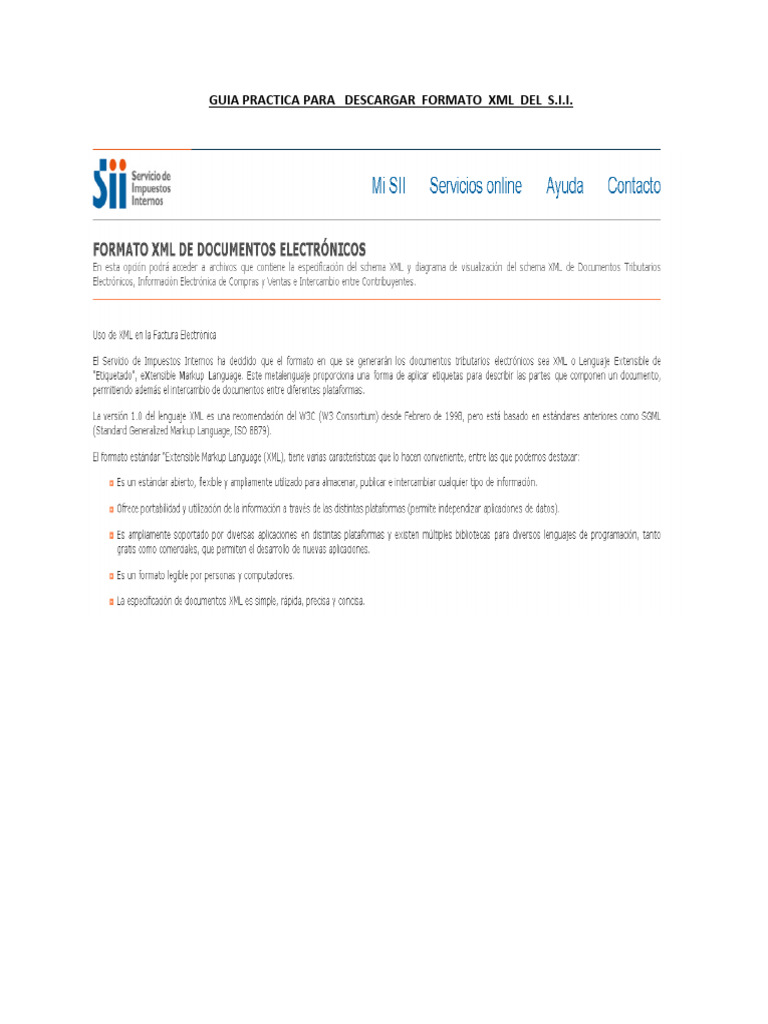 Guia Practica para Descargar Formato XML Del Sii | PDF