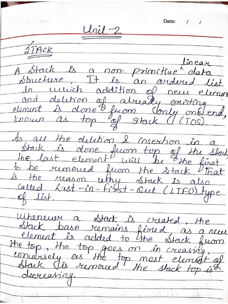 Data Str. Unit-2 (Stack, Queue, Linked List) - Compressed | PDF