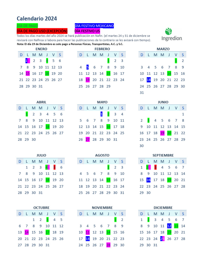 Calendario de Pagos 2024 Corregido | PDF