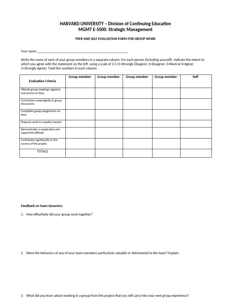 Group Peer Evaluation | PDF