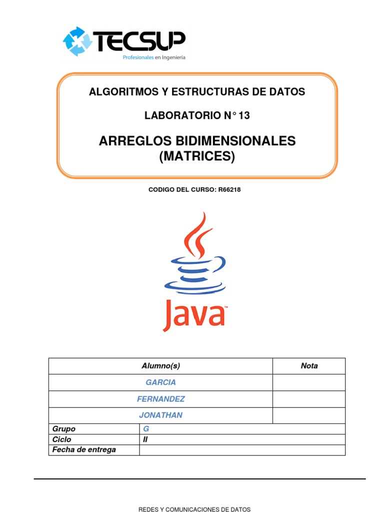 Laboratorio de Matrices en Java | PDF | Matriz (Matemáticas) | Java ...
