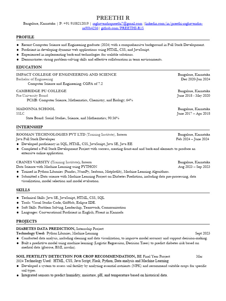 Preethi Resume | PDF