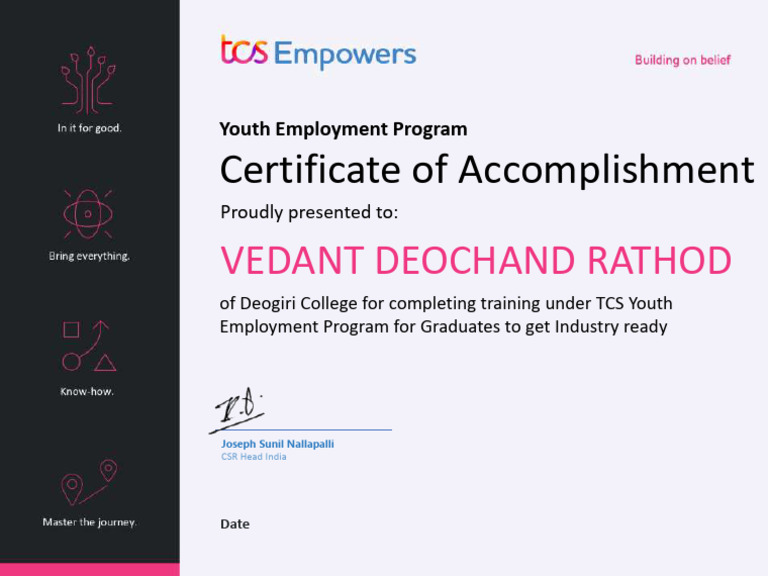 TCS YEP certificate | PDF