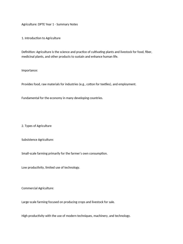 Agriculture Notes | PDF