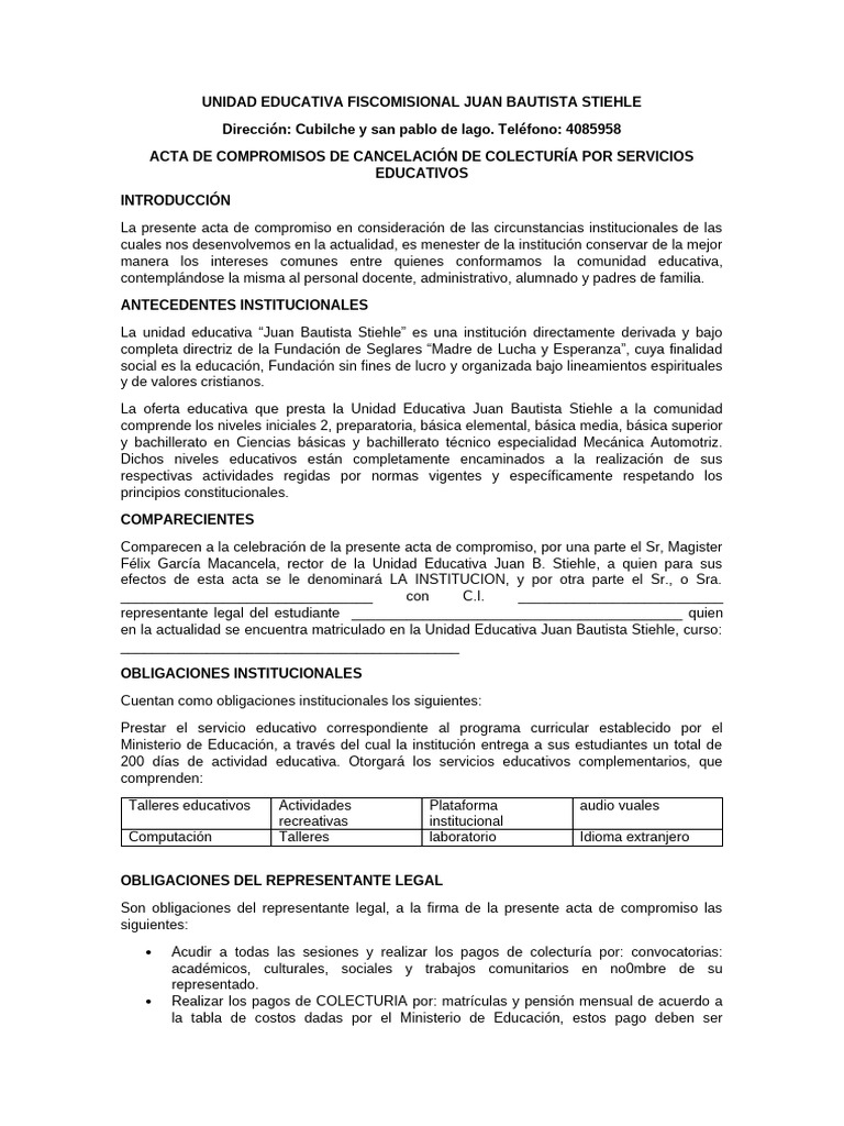 Acta Compromiso | PDF