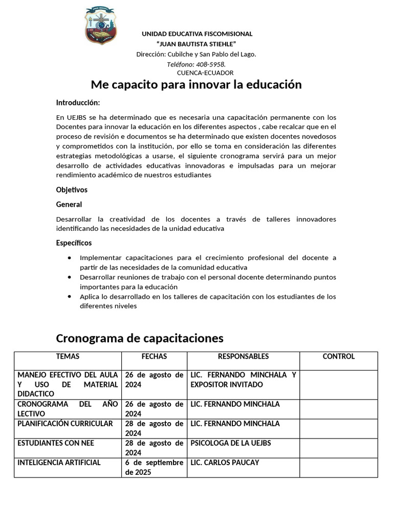 Plan de Capacitaciones | PDF