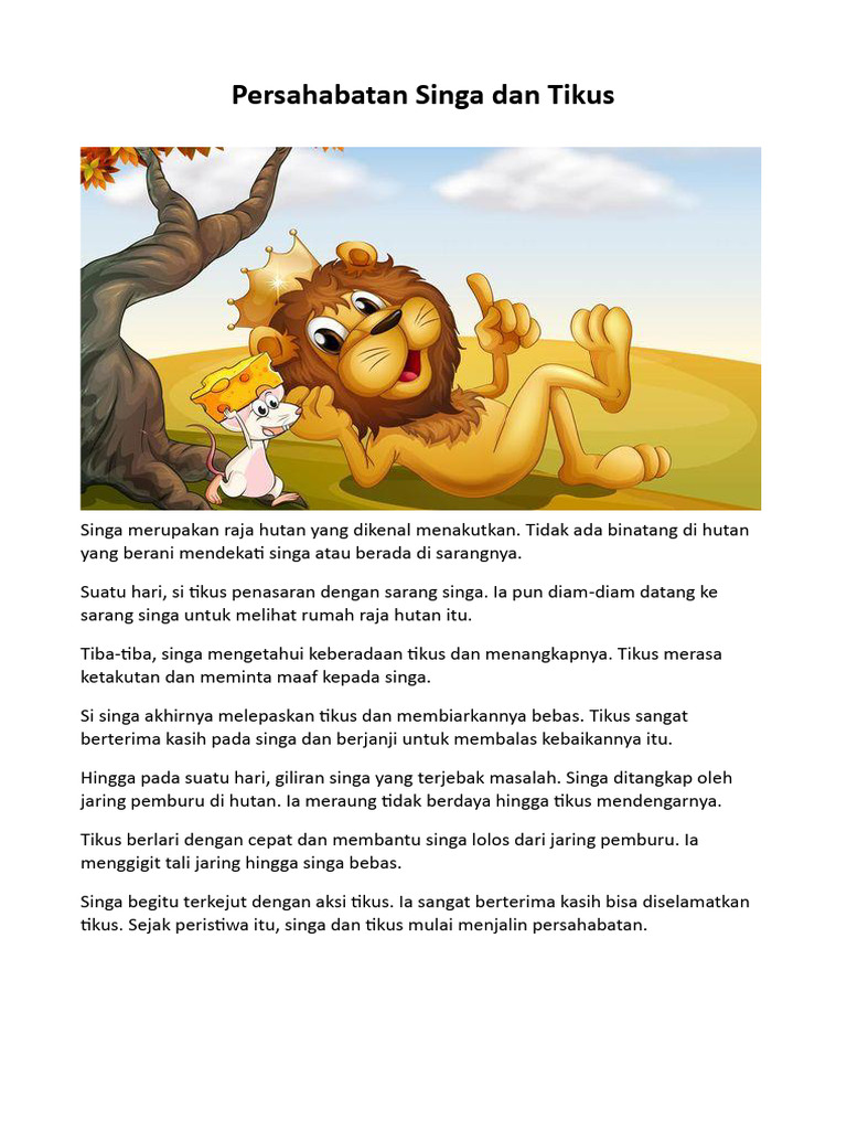 10 - Persahabatan Singa Dan Tikus | PDF