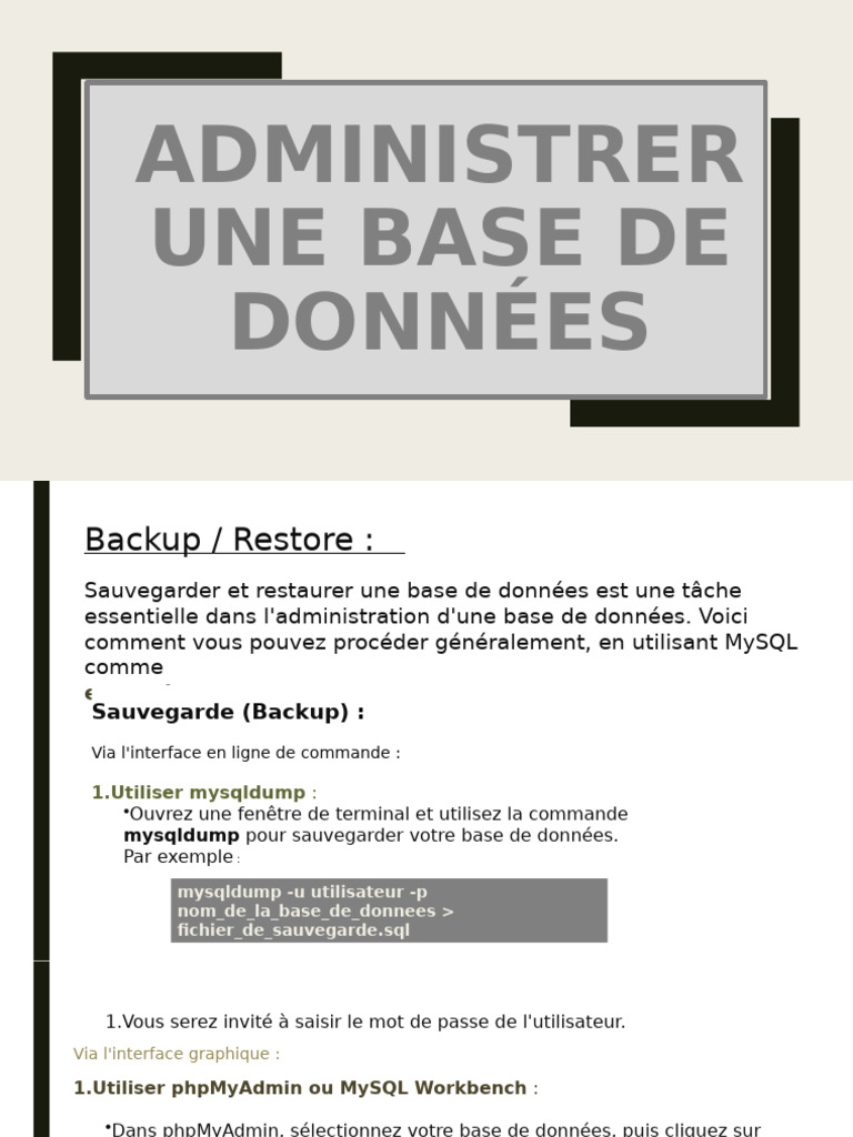 Administrer Une Base de Données | PDF
