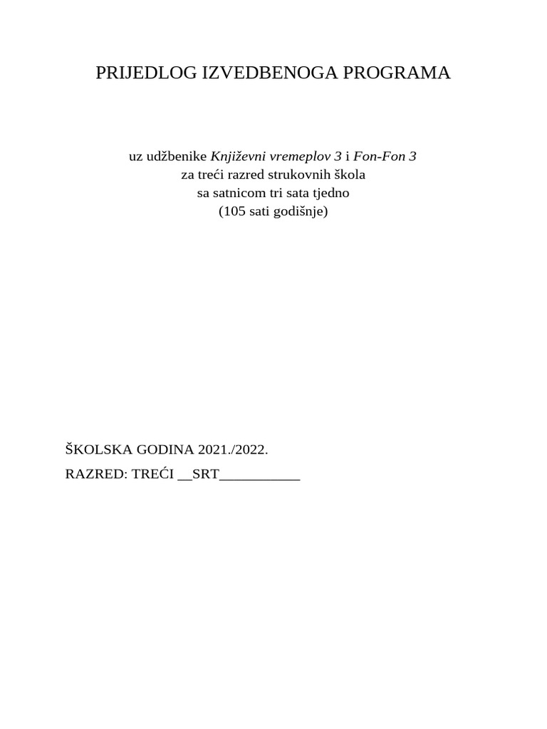 Mk. 3. Raz. Sk. God. 2021-2022. Izvedbeni Program Za 3. Raz. Str. Skole 105 Sati-1 | PDF