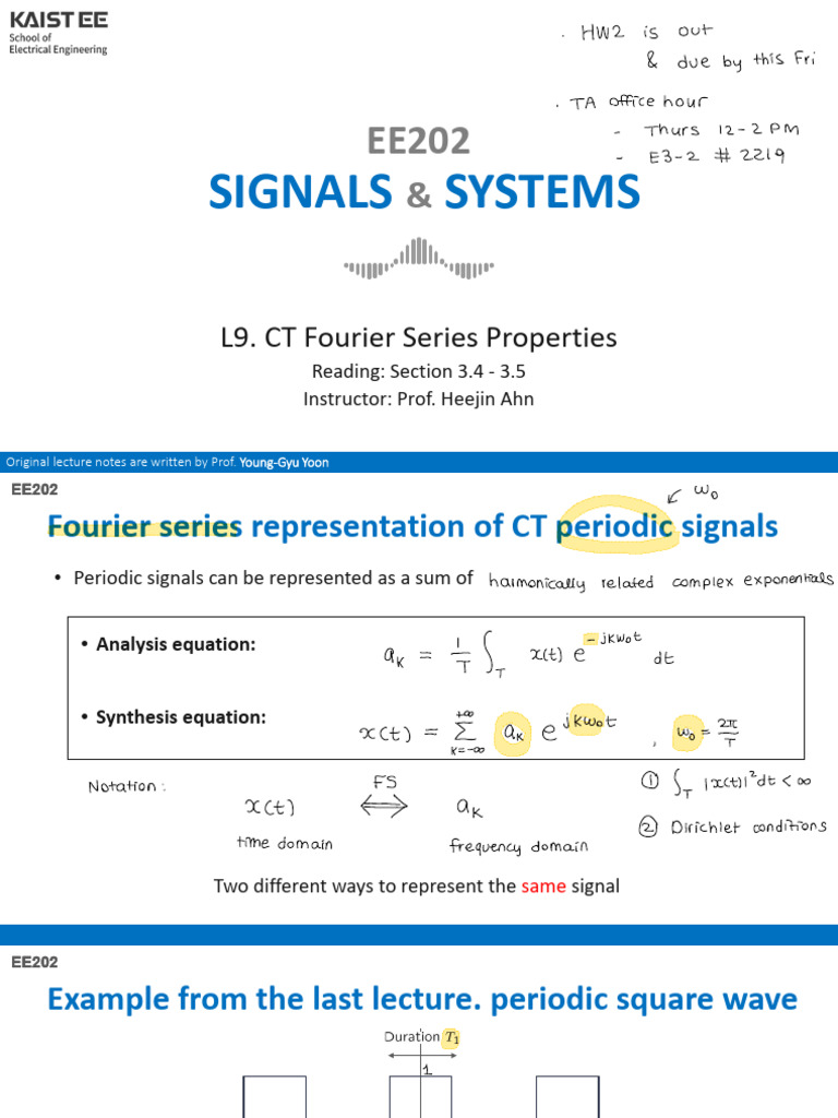 L9 CT Fourier Series Properties (Annotated) | PDF