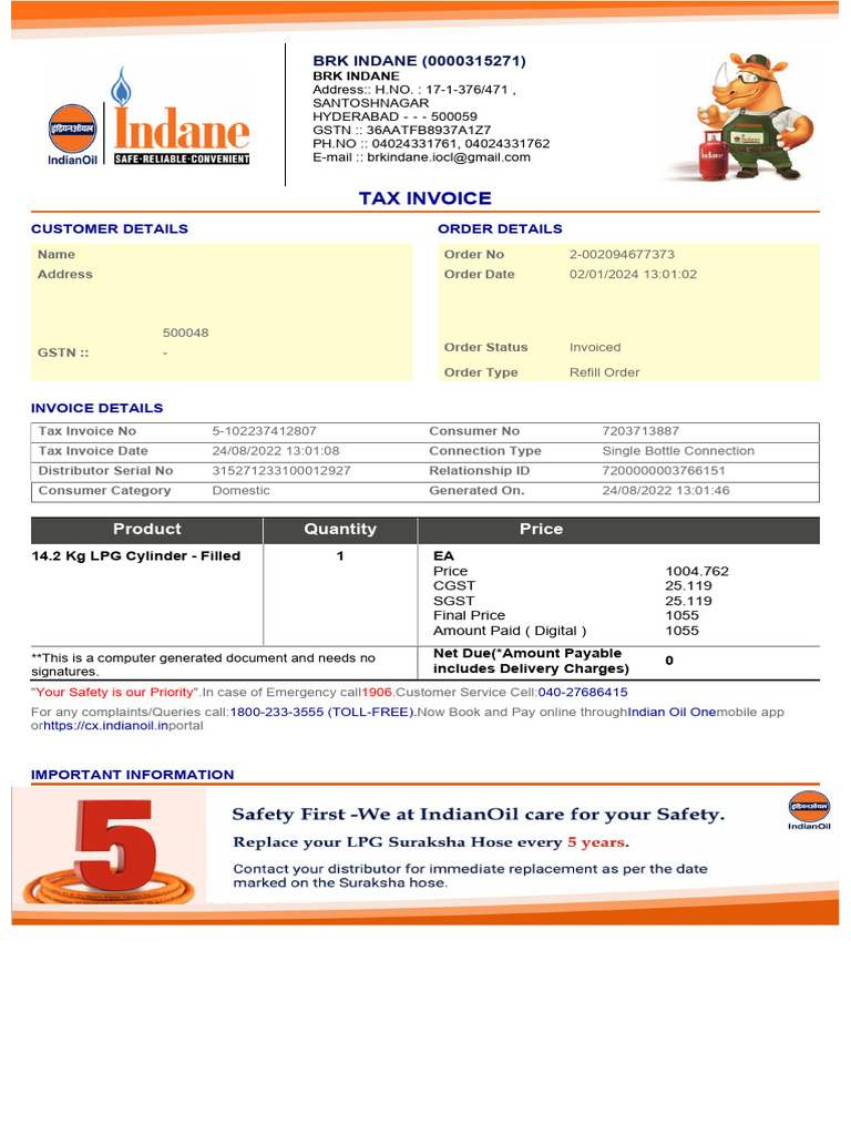 Vikas Yadav Gass Bill | PDF