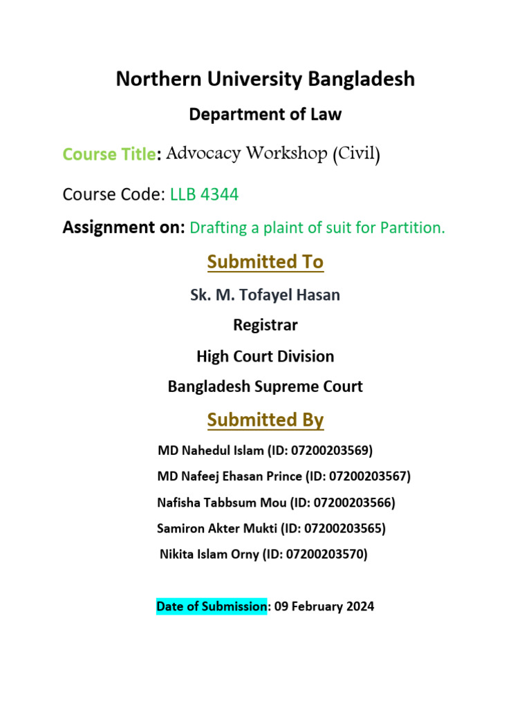 Draft of Plaint-G (Part-1) | PDF