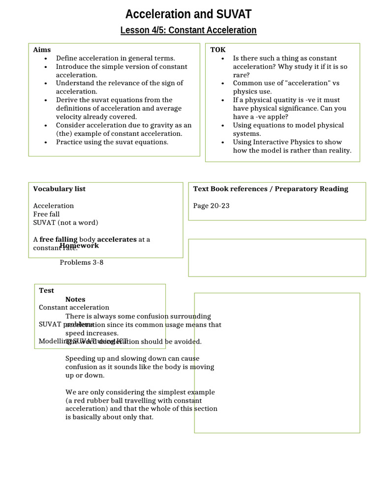 SL 4-5 Acceleratin and SUVAT | PDF