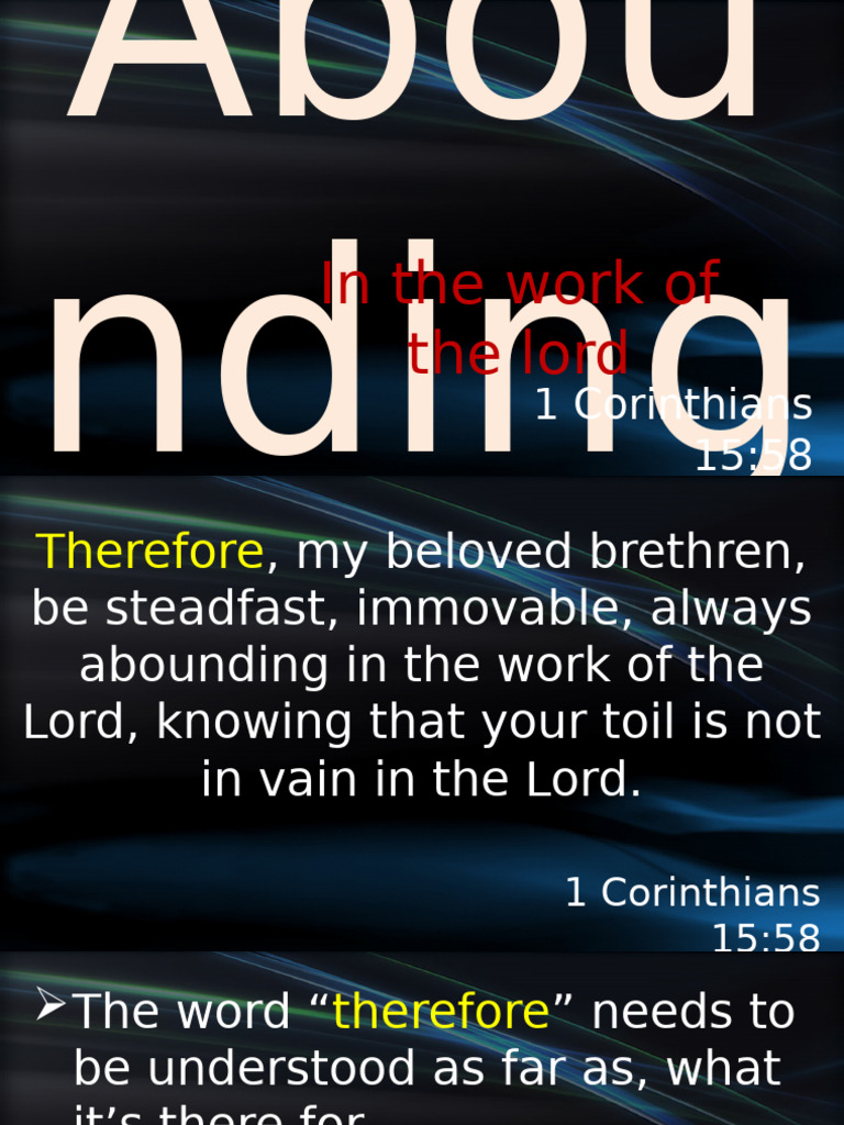 Abounding in The Lord's Work | PDF