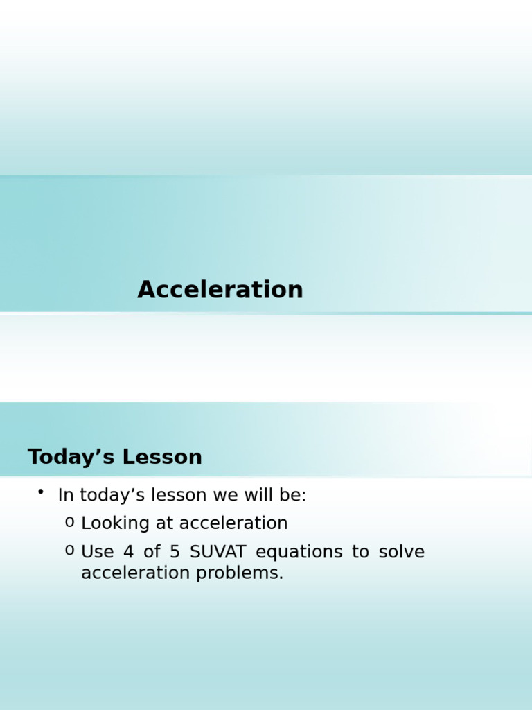 SUVAT Equations Altogether | PDF