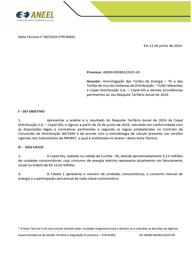 Nota - Tecnica 90-2024-STR - RTA Copel-DIS 2024 - 12 de Junho | PDF