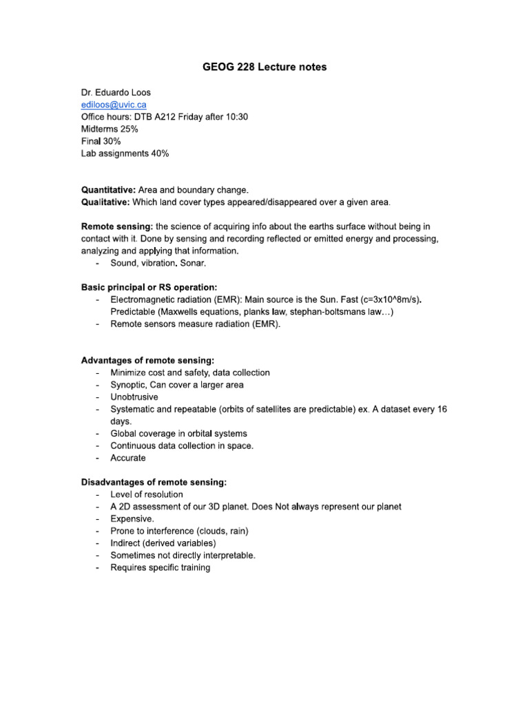GEOG 228 Lecture Notes Example 1 | PDF