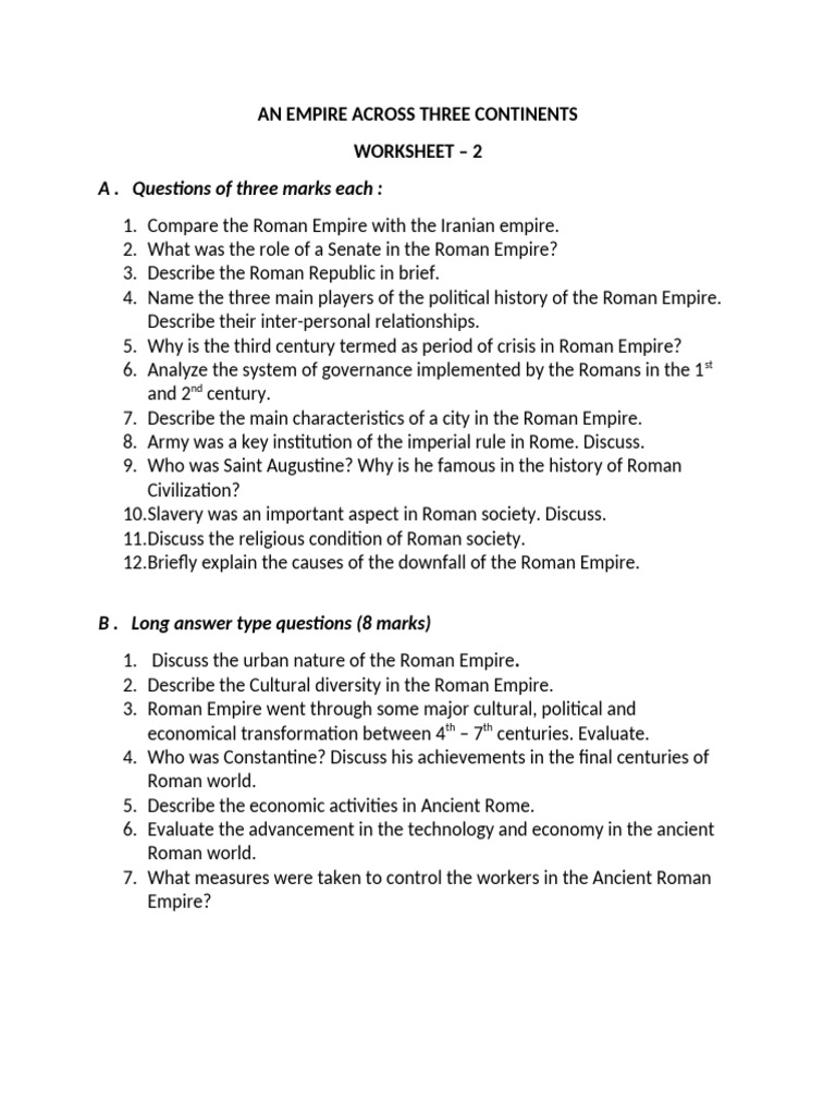 An Empire Across Three Continents WS - 2 | PDF