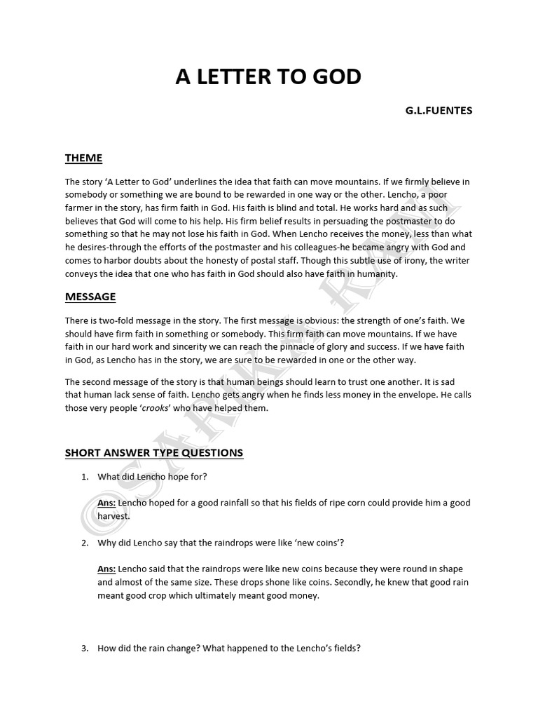 A Letter To God | PDF