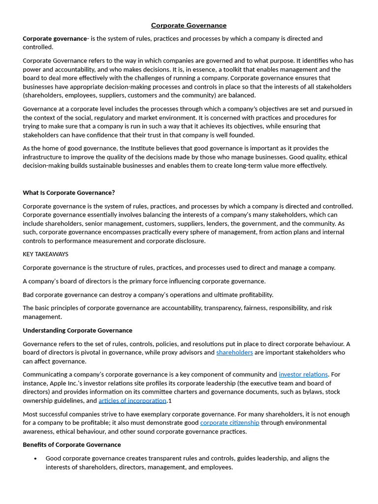 Corporate Governance | PDF