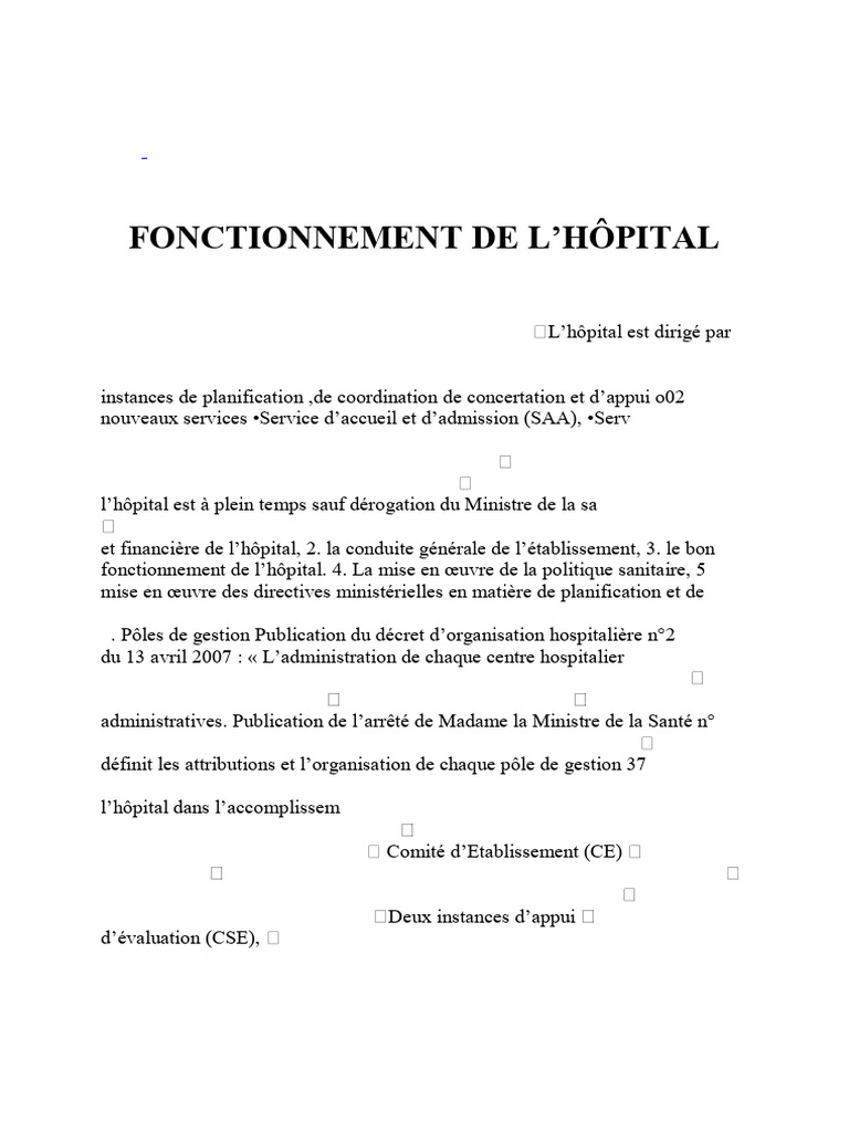 Organisation - Hopital Et Gestion-1 | PDF