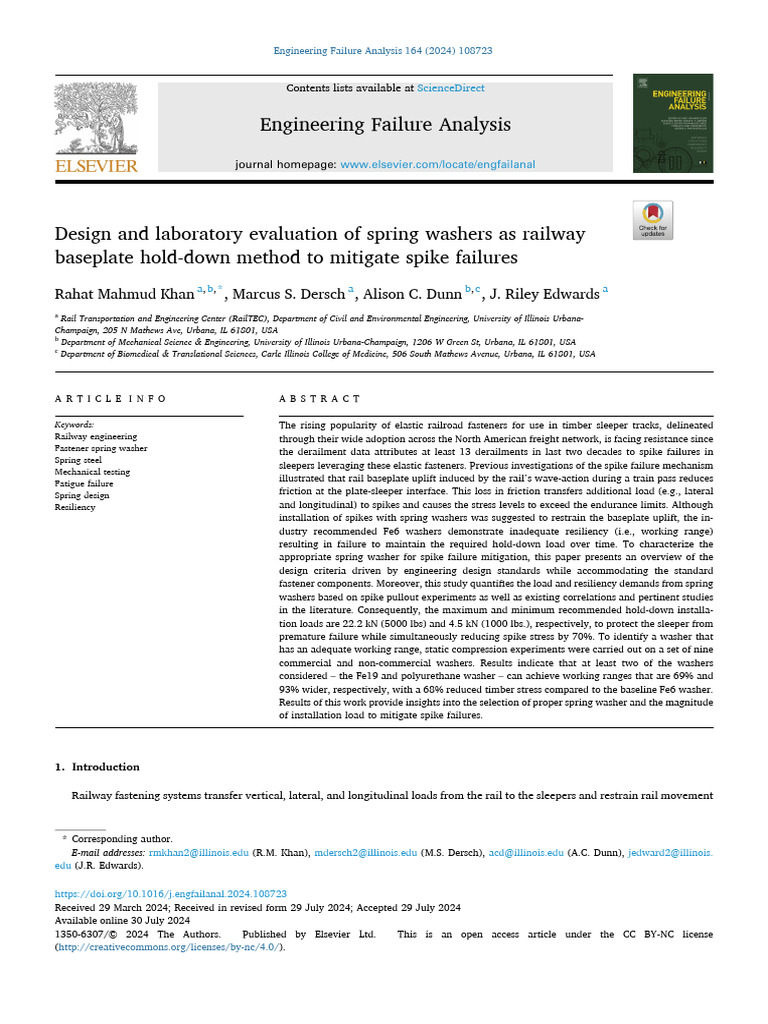 Design and Laboratory Evaluation of Spring Washers As Railway Baseplate ...