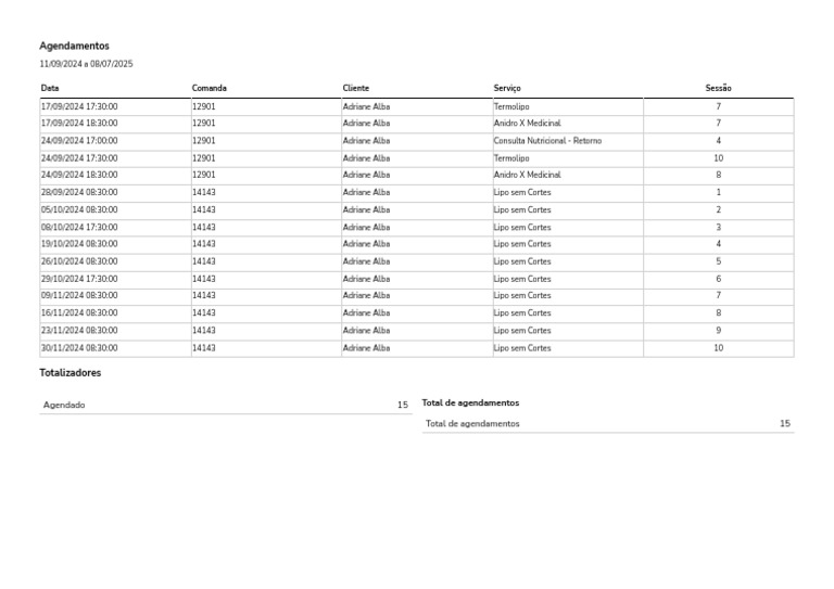 Agendamentos Adriane Alba | PDF