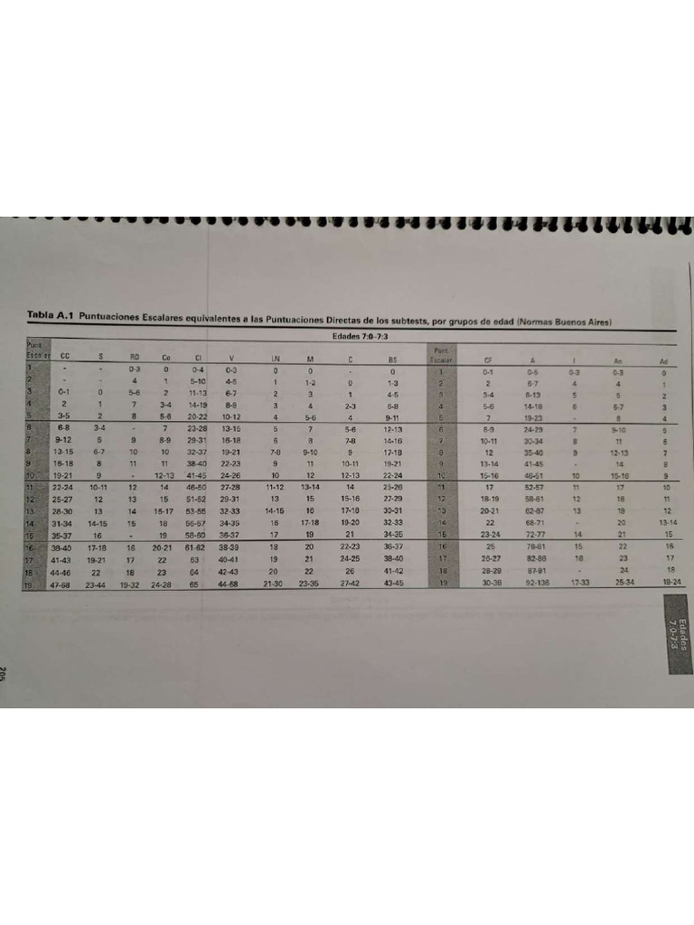 Tablas Puntuaciones Wisc | PDF