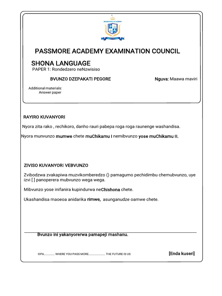 Shona Cover | PDF | Career & Growth | Foreign Language Studies