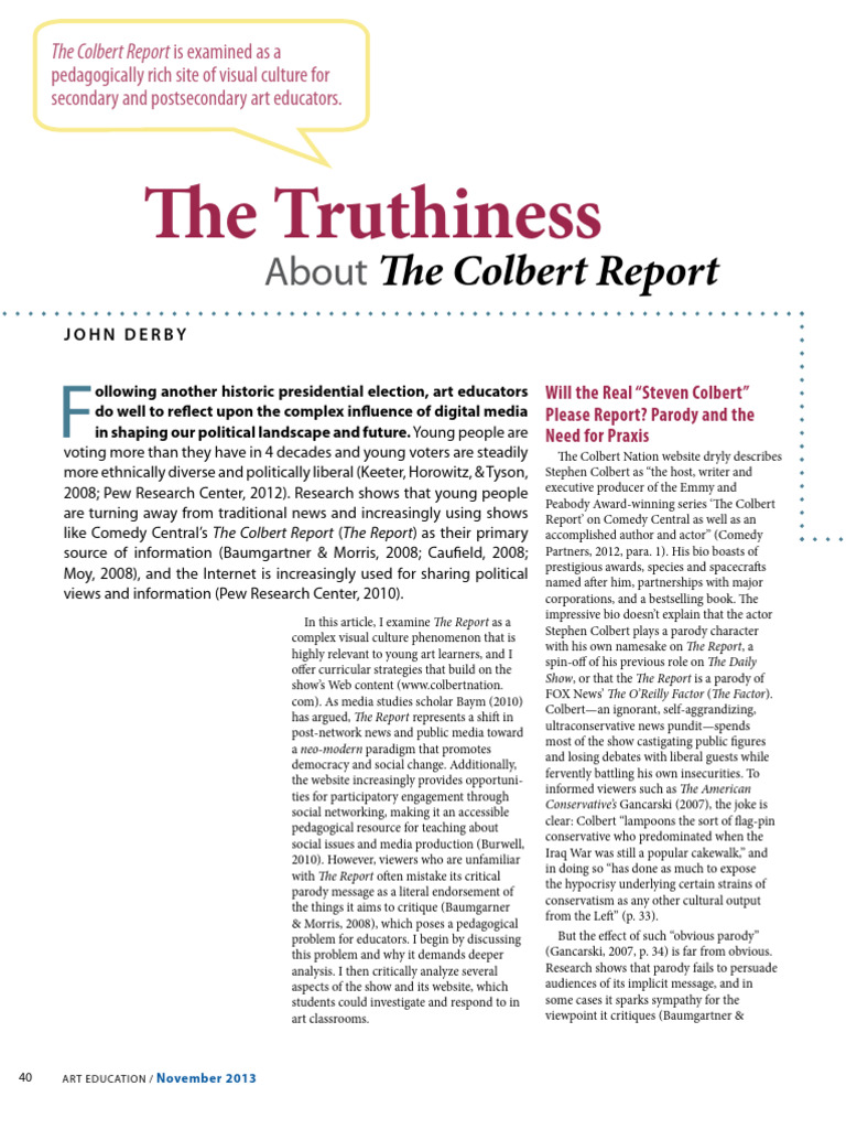 The Truthiness About The Colbert Report | PDF | Political Action ...