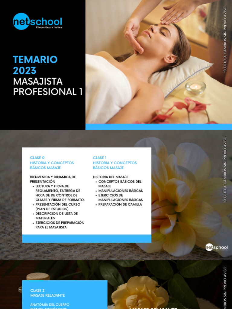 M1 Temario Masajista Profesional 2023 | PDF