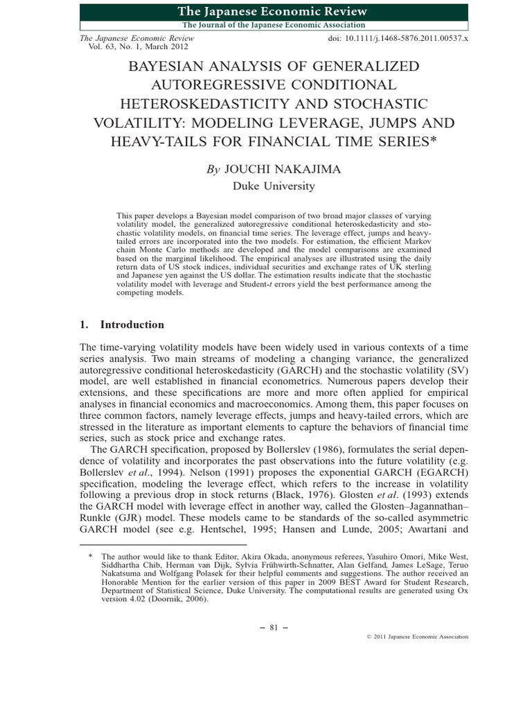 Japanese Economic Review 2011 Nakajima Bayesian Analysis Of